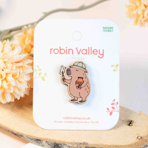 Hand-painted Capybara Archaeologist Pin Badge - PL40473 – Robin Valley ...